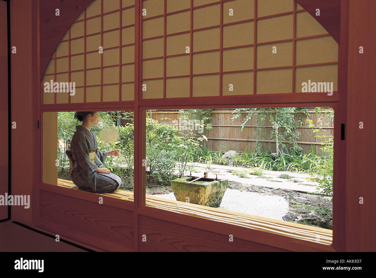 Window in Japanese restaurant Stock Photo - Alamy