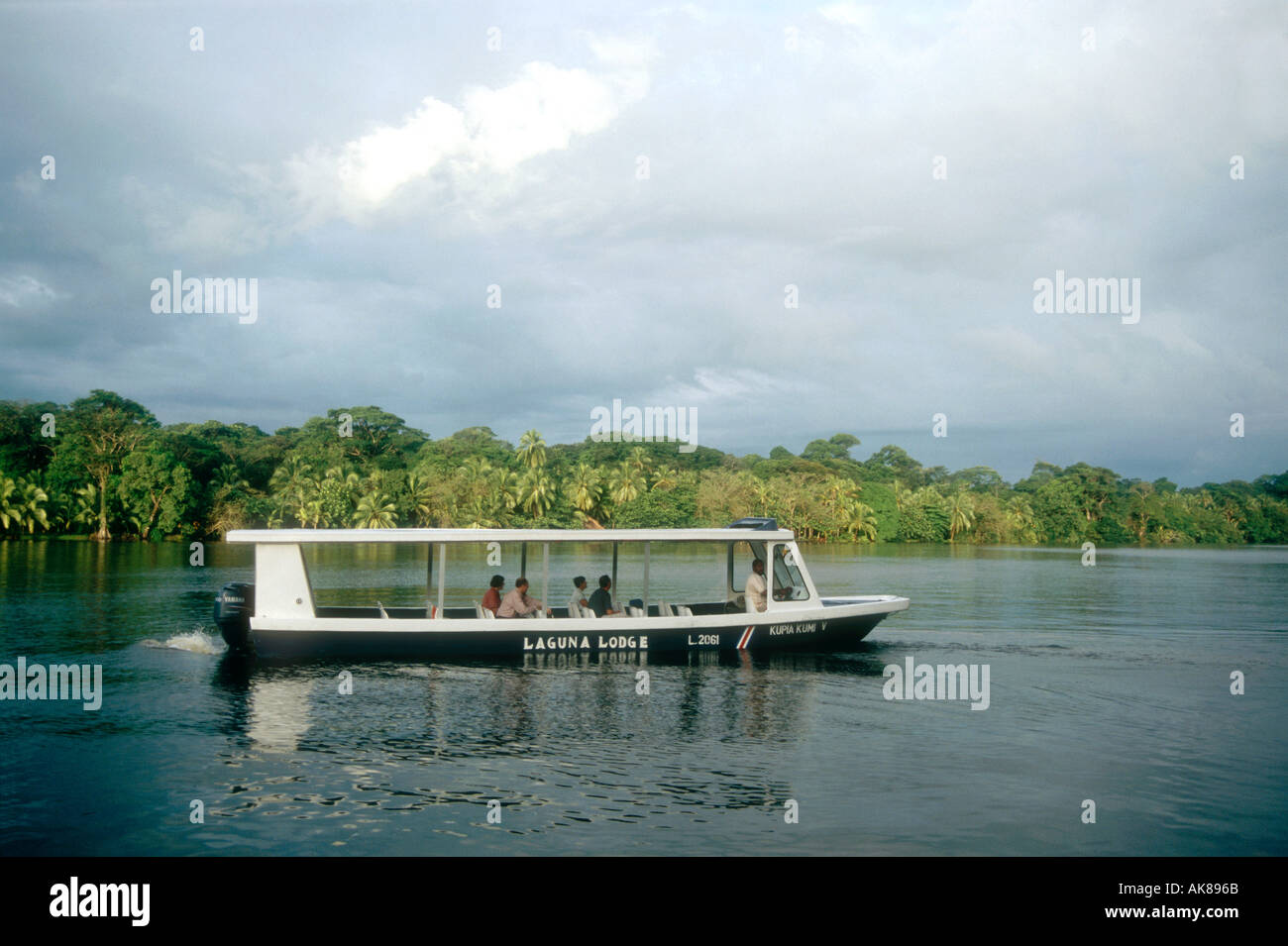 Eco tourists aboard a lancha at Tortuguero National Park Limón Costa ...