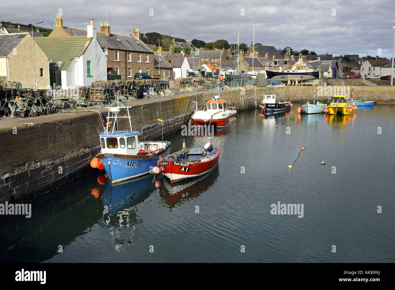 The fishing village harbour of Johnshaven, Aberdeenshire, Scotland, UK ...