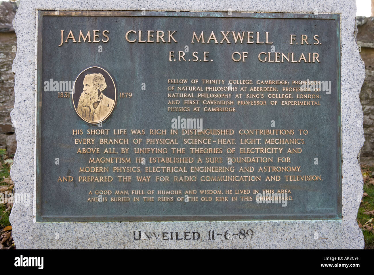 Monument and plaque to the scientist James Clerk Maxwell 1831 1879 at ...