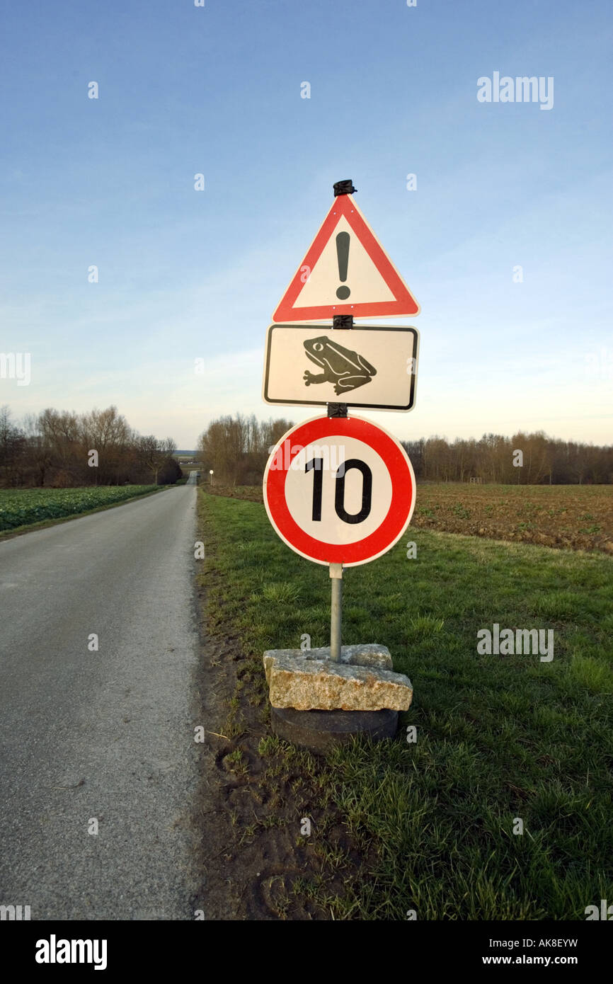 traffic sign Attention toad migration Stock Photo - Alamy