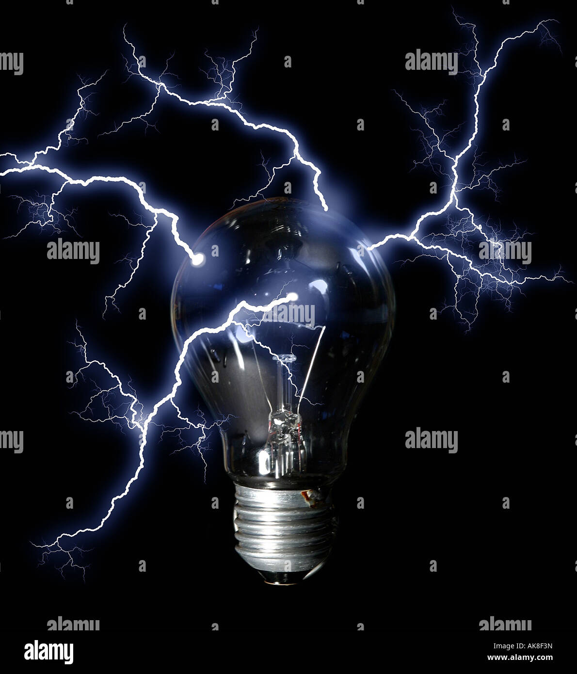 electric bulb with lightenings Stock Photo - Alamy