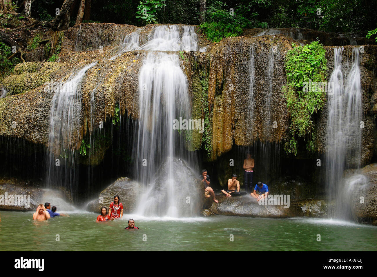 Erawan waterfall people hi-res stock photography and images - Alamy