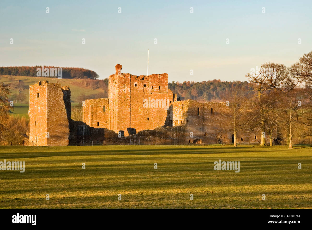 The final rays of evening light illuminate the ruined walls of Brougham ...
