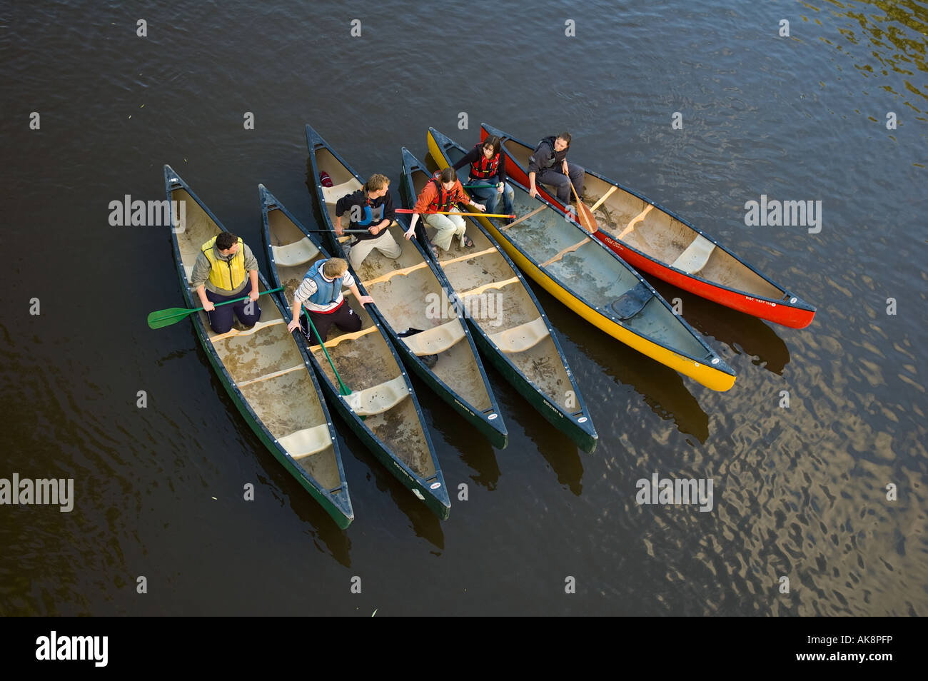 Group of kids kayaking Stock Photo - Alamy