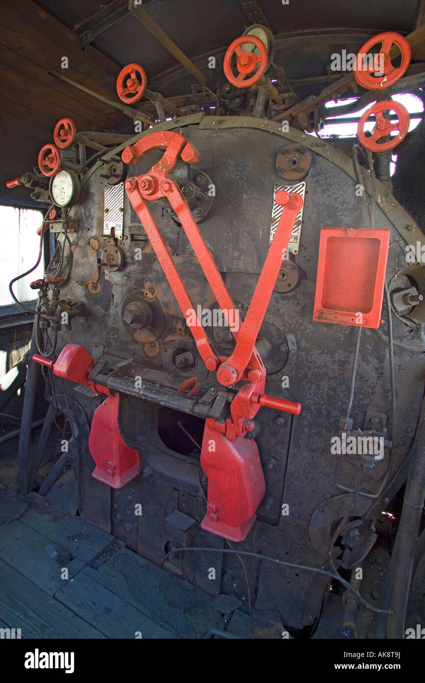 Steam engine cockpit Stock Photo - Alamy