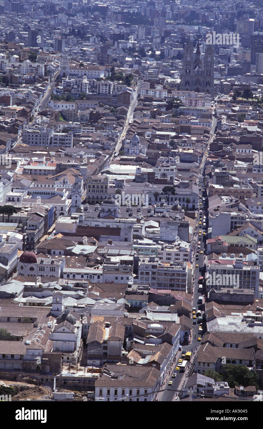 Central Quito viewed from the statue of the Angel of Quito towering ...