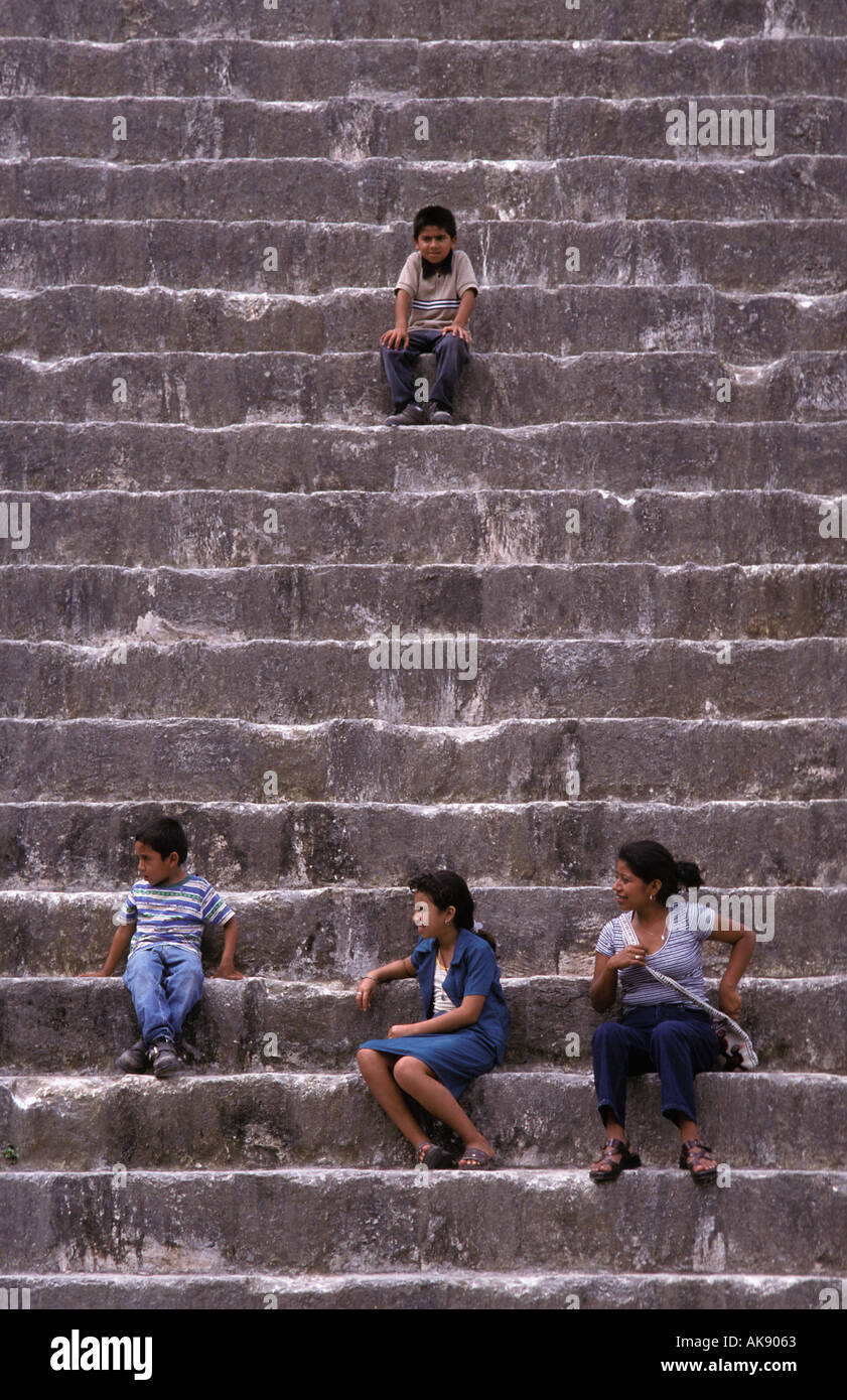 Sitting on steep steps of Temple II Temple of the Masks The steps can ...