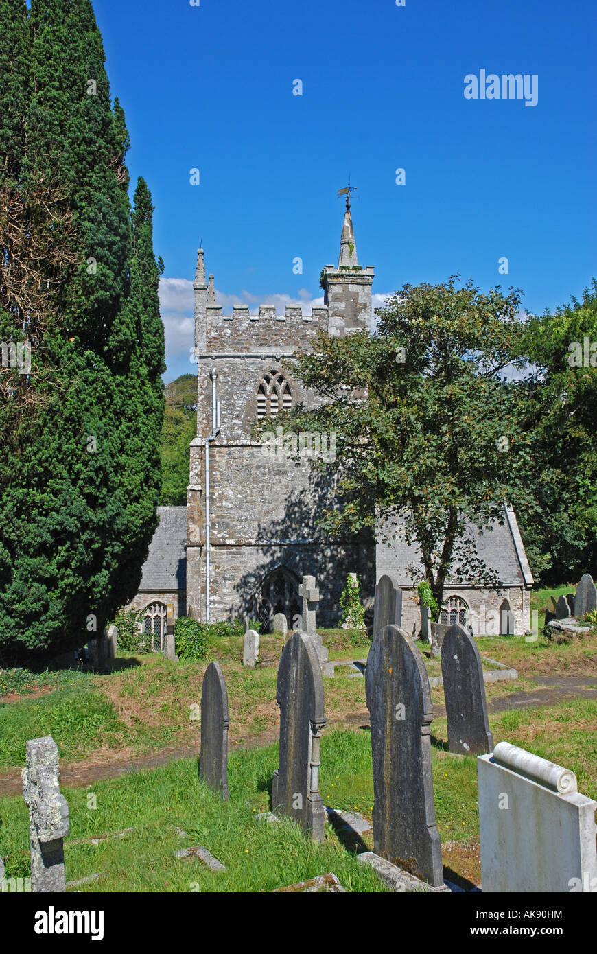 Church and Churchyard at Veryan Cornwall Stock Photo - Alamy