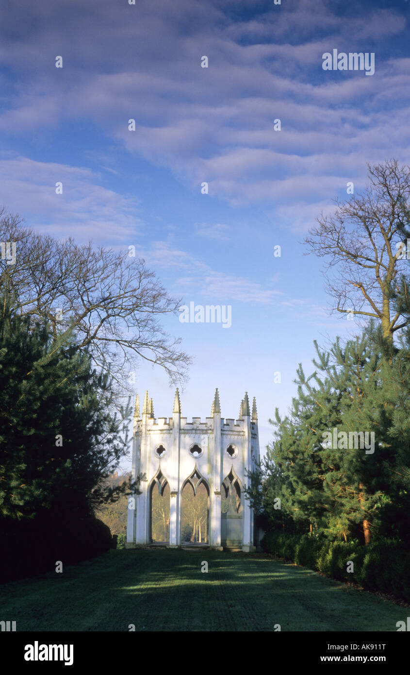 Painshill Surrey Picturesque landscape garden Gothic temple folly focal ...
