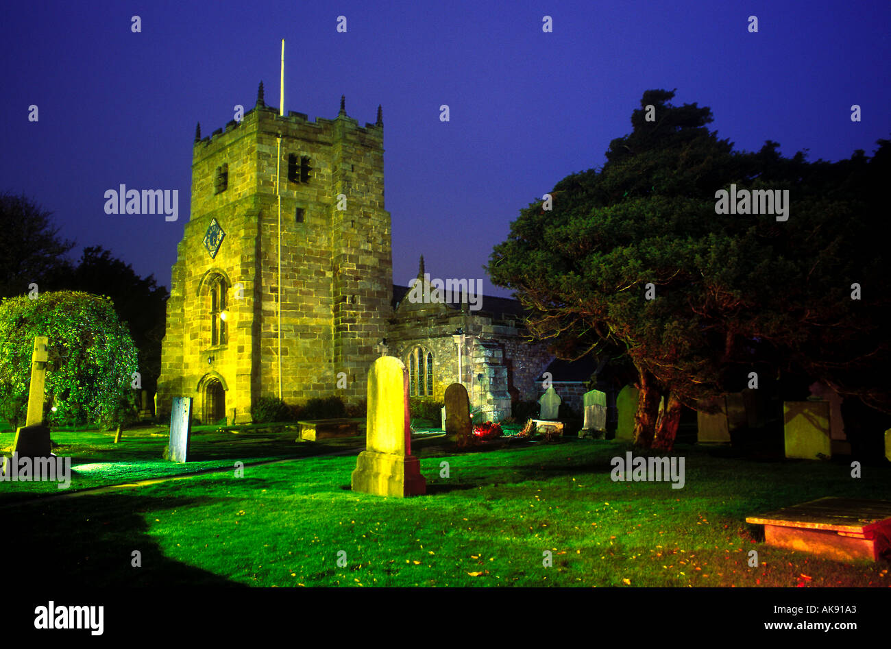 church at st.michael's on wyre night lancashire england uk Stock Photo ...