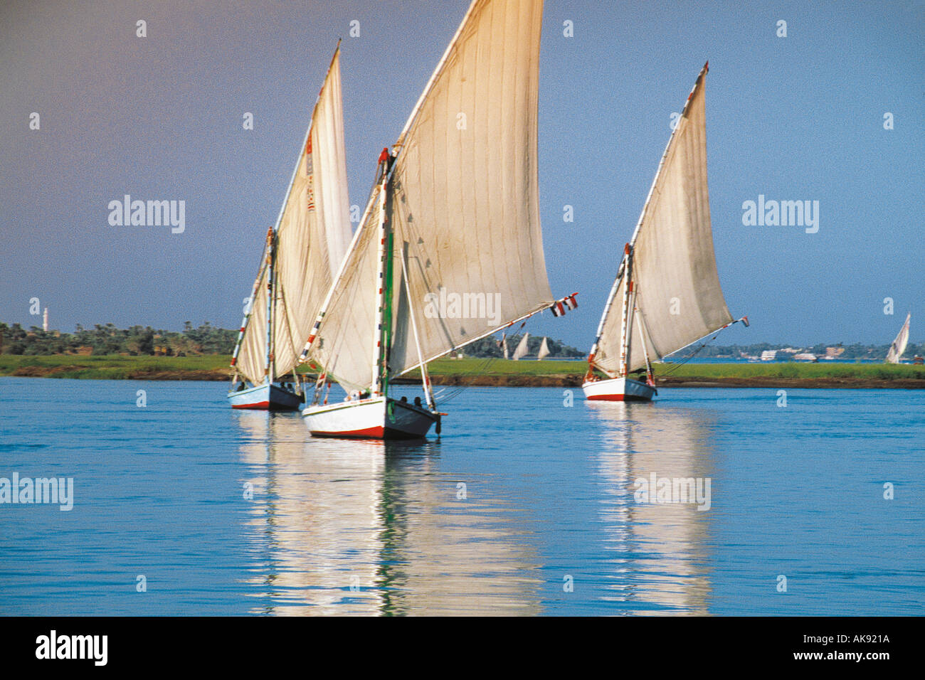 Egypt Feluka boats on the Nile river at Luxor Stock Photo - Alamy