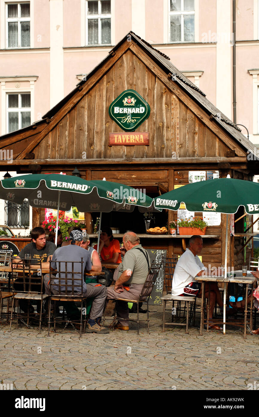 beer garden on square Tabor Czech republic Stock Photo - Alamy