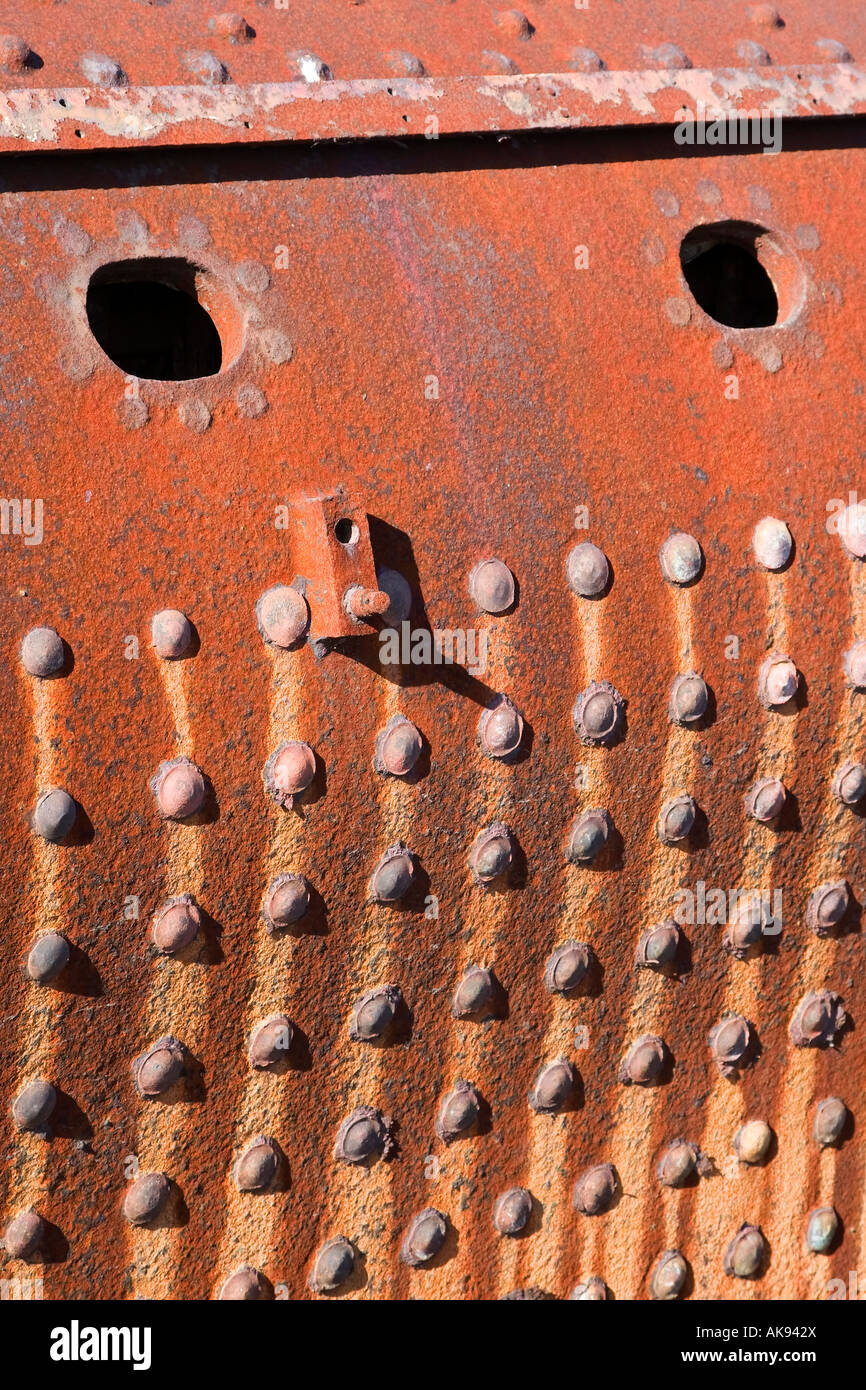 The old rusty bolts in the side of an old locomotives boiler Stock ...