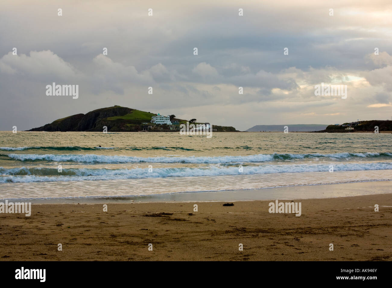 Bantham Beach Devon England UK with Burgh Island in the distance Stock ...