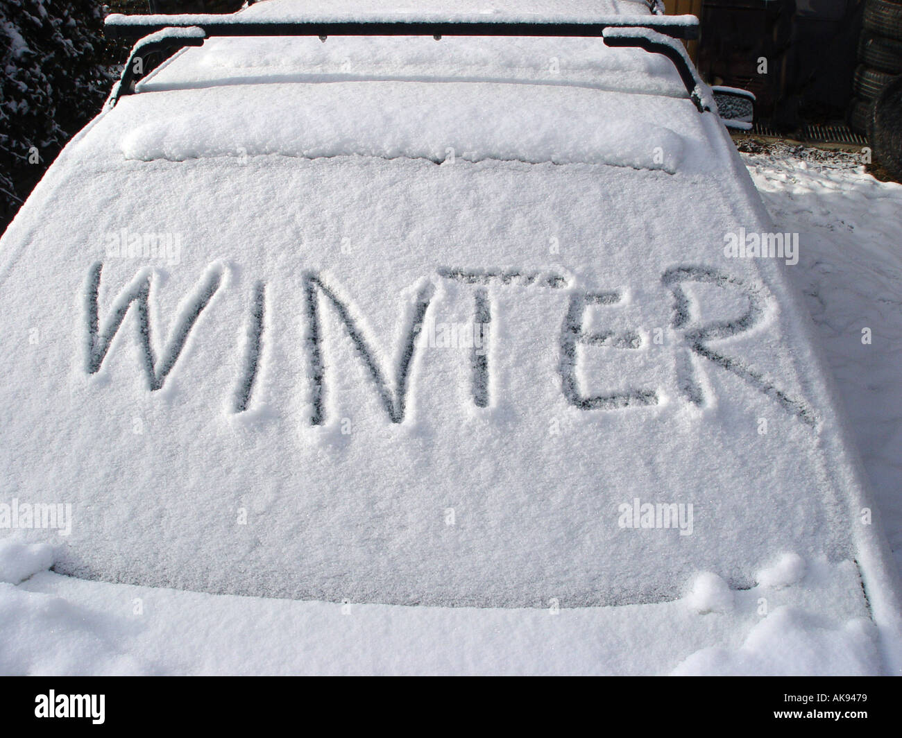 Writing in the snow as symbol for the winter Stock Photo - Alamy
