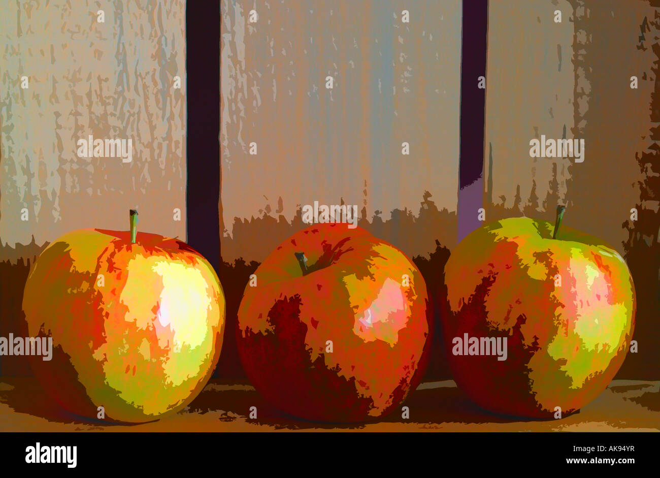 Stylized illustration of three apples hi-res stock photography and ...
