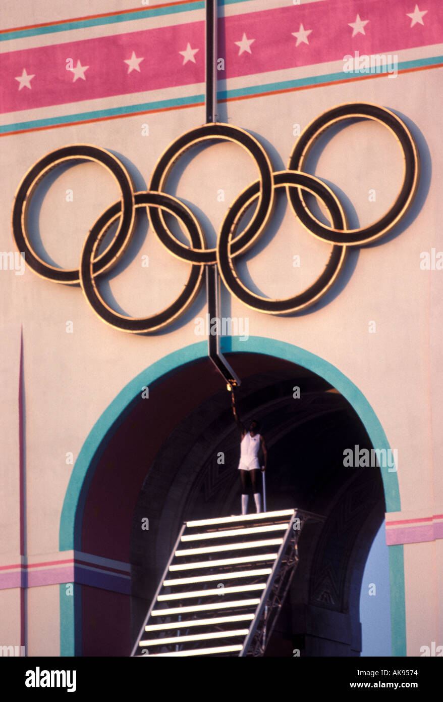 Lighting the torch at the 1984 L A Olympics Stock Photo - Alamy