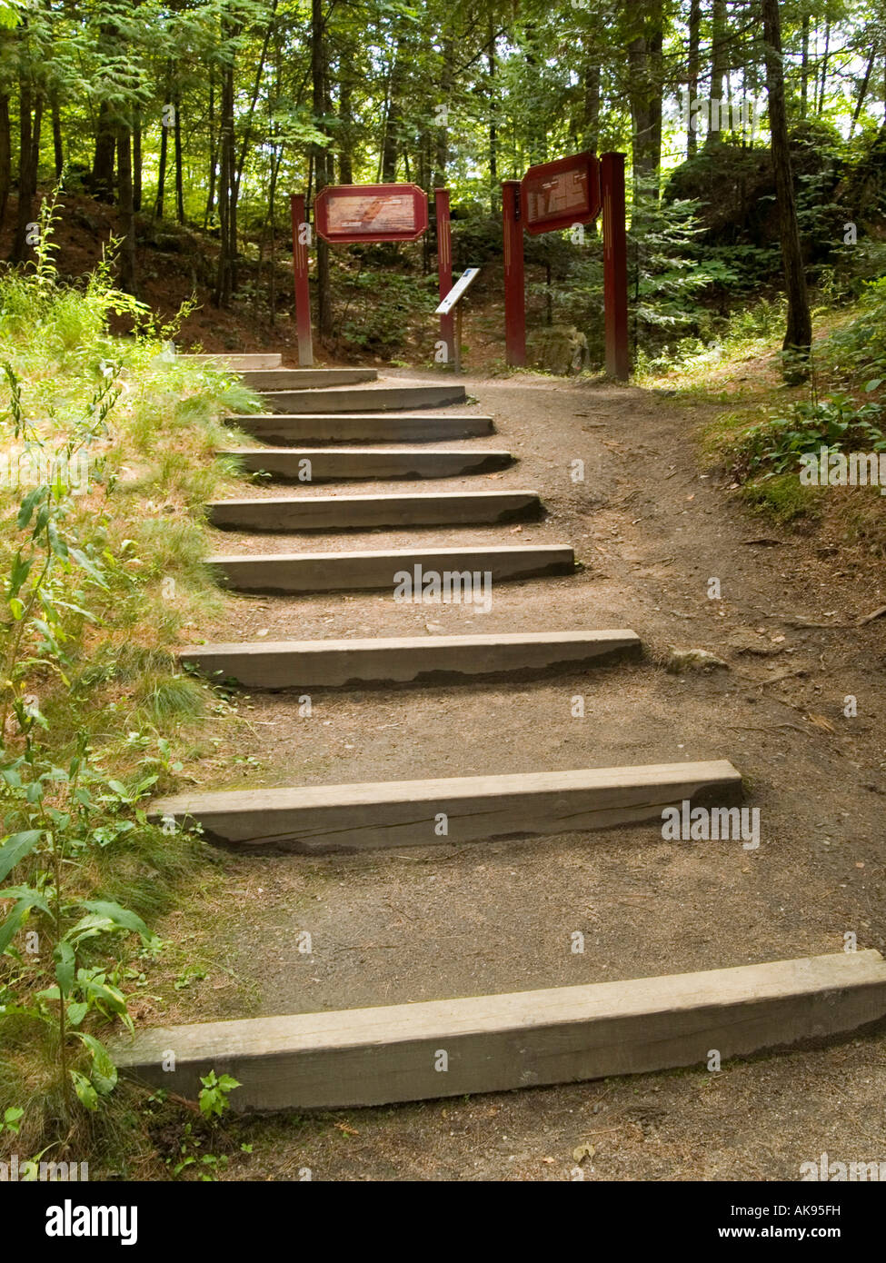A path leading up to two of the many interpretive information panels at ...