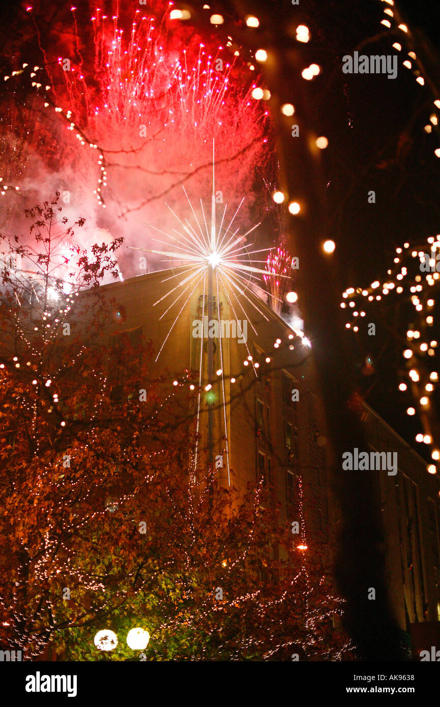 Christmas Star decoration with fireworks Bon Marche department store ...