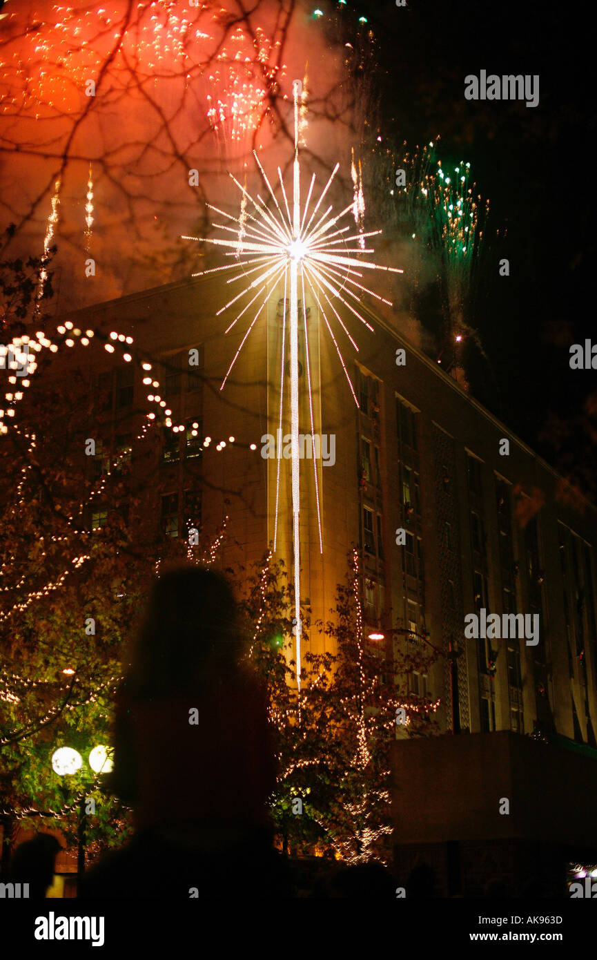 Christmas Star decoration with fireworks Bon Marche department store ...