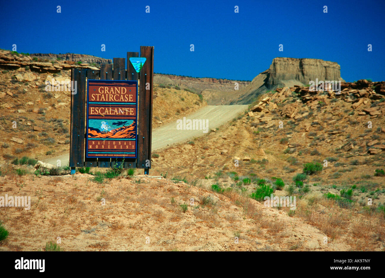 Grand staircase escalante national monument sign hi-res stock ...