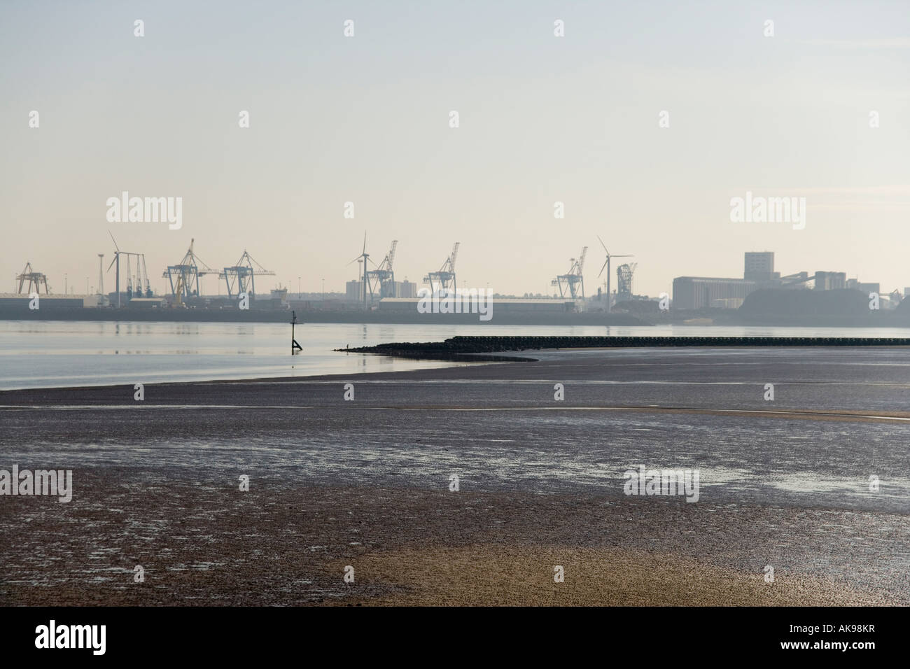 Bootle and Liverpool Docks and the Mersey River from New Brighton on ...