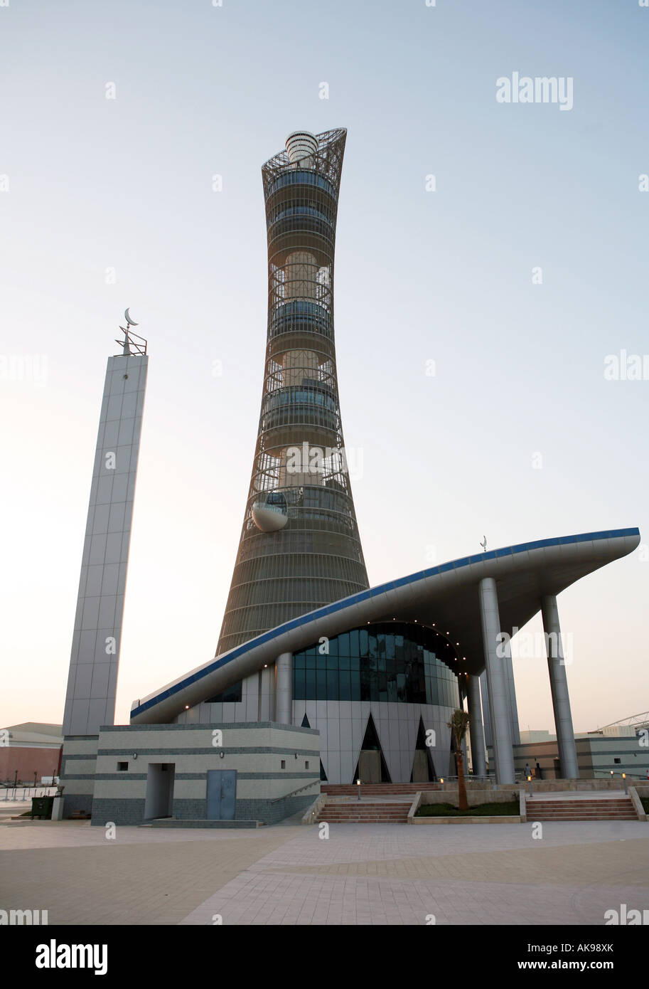 The mosque at the Aspire sports academy in Doha Qatar with the Doha ...