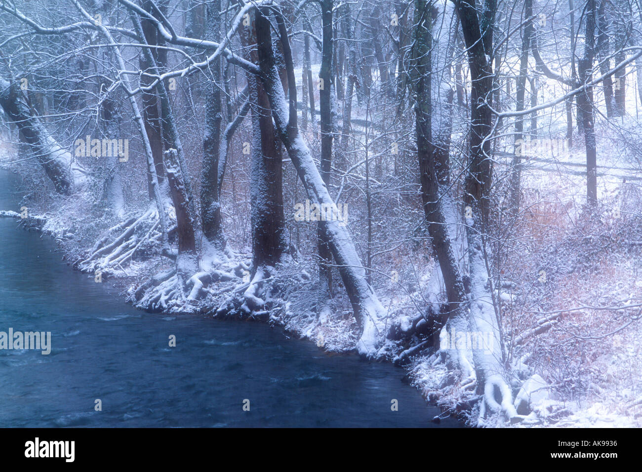 Snow Bank on River Stock Photo - Alamy
