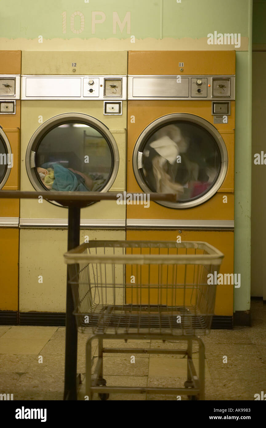 Washing Machines at Laundromat Stock Photo - Alamy