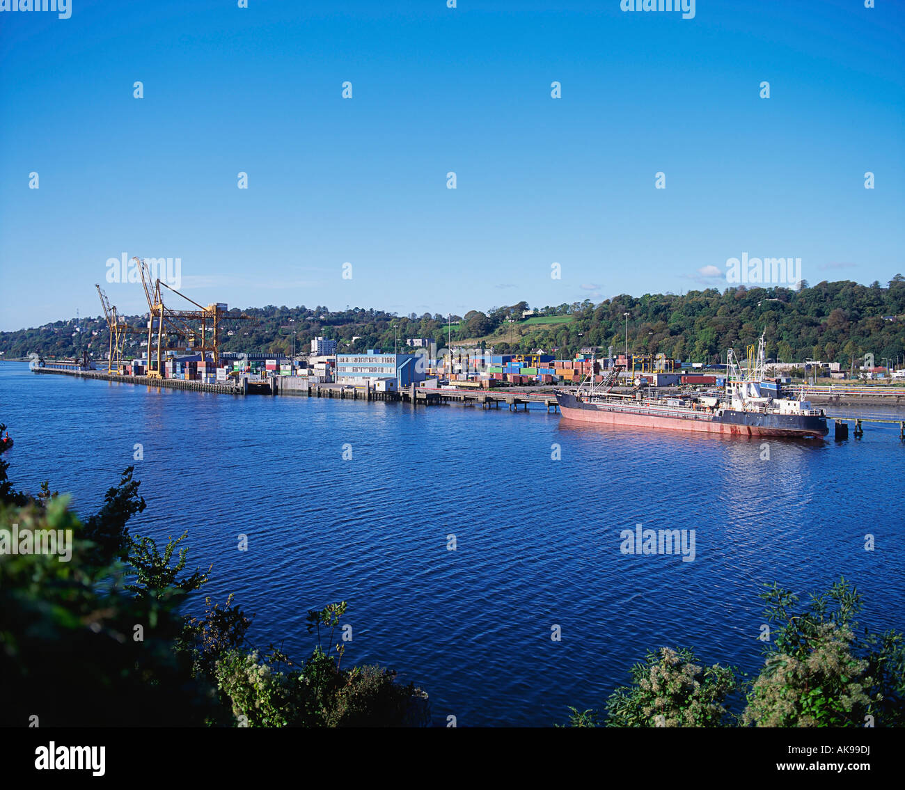 Cork City, River Lee, Container Port, from Blackrock, Ireland Stock ...