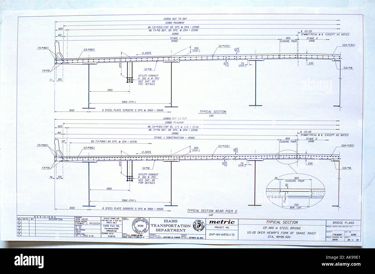 Blueprint drawing of highway bridge Stock Photo - Alamy