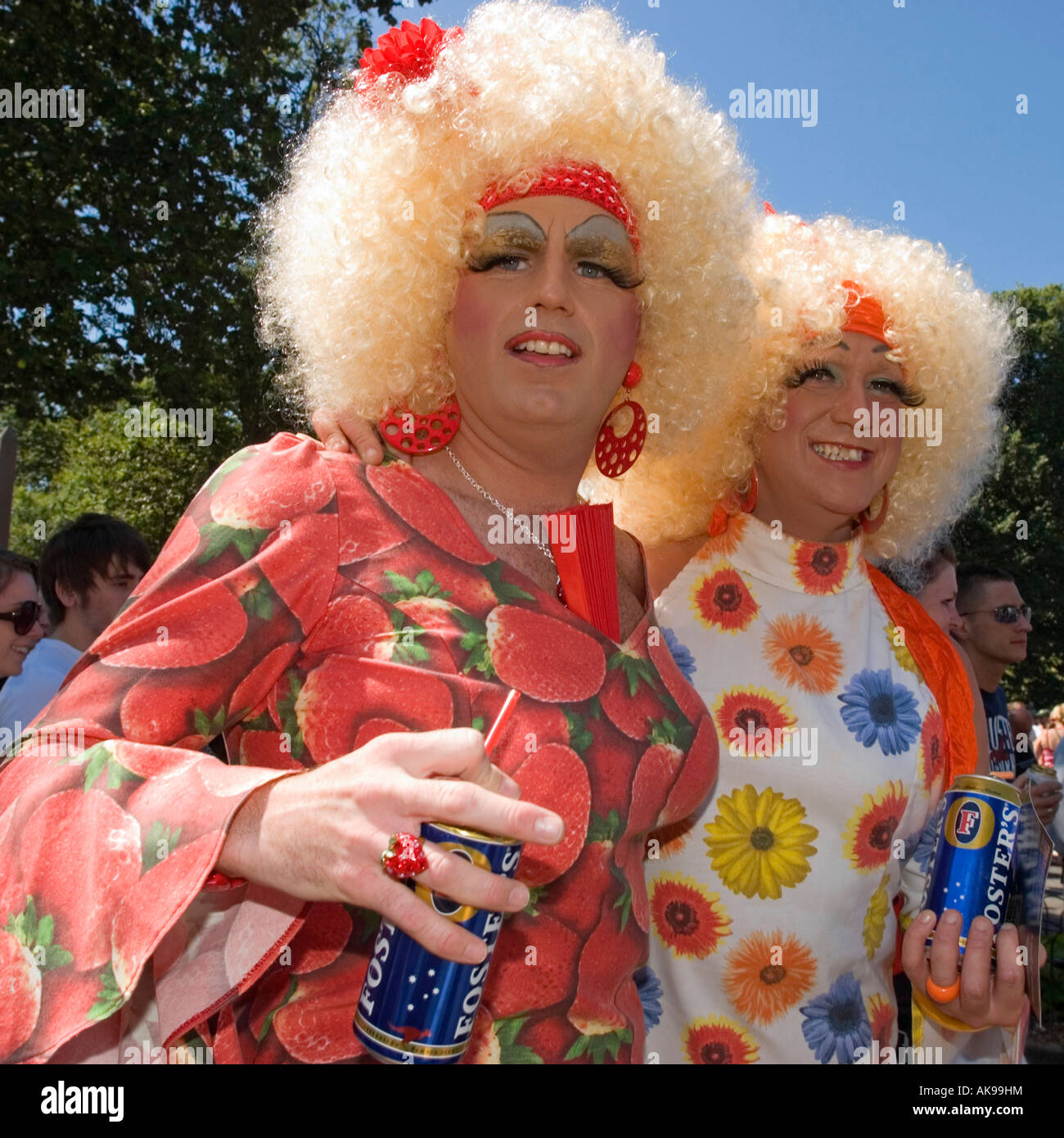 Two men dressed up at Brighton Pride, Brighton, Sussex, England, UK ...
