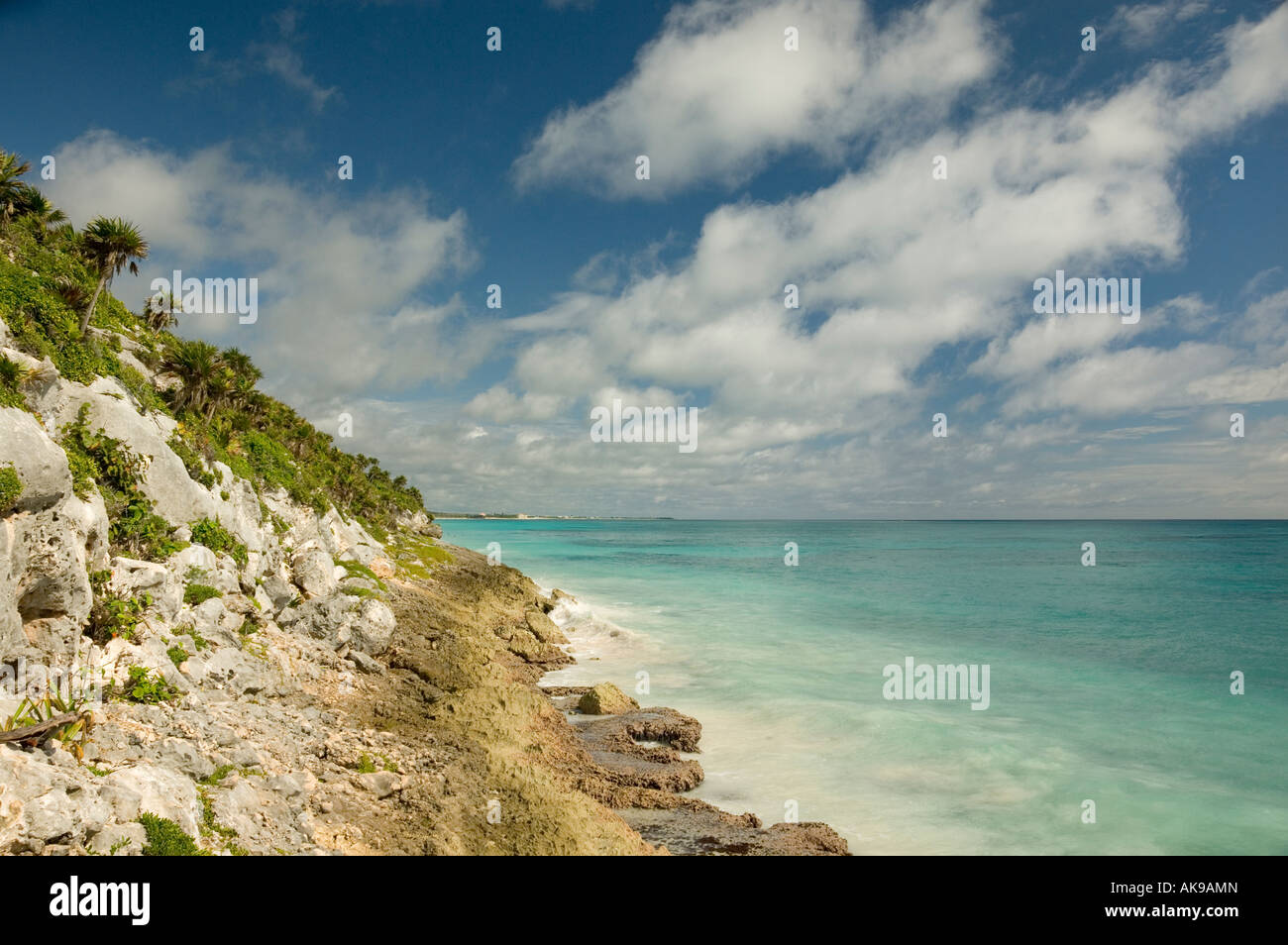 Cliffs Overlooking Beach and Carribean Sea Tulum Mexico 2007 NR Stock ...