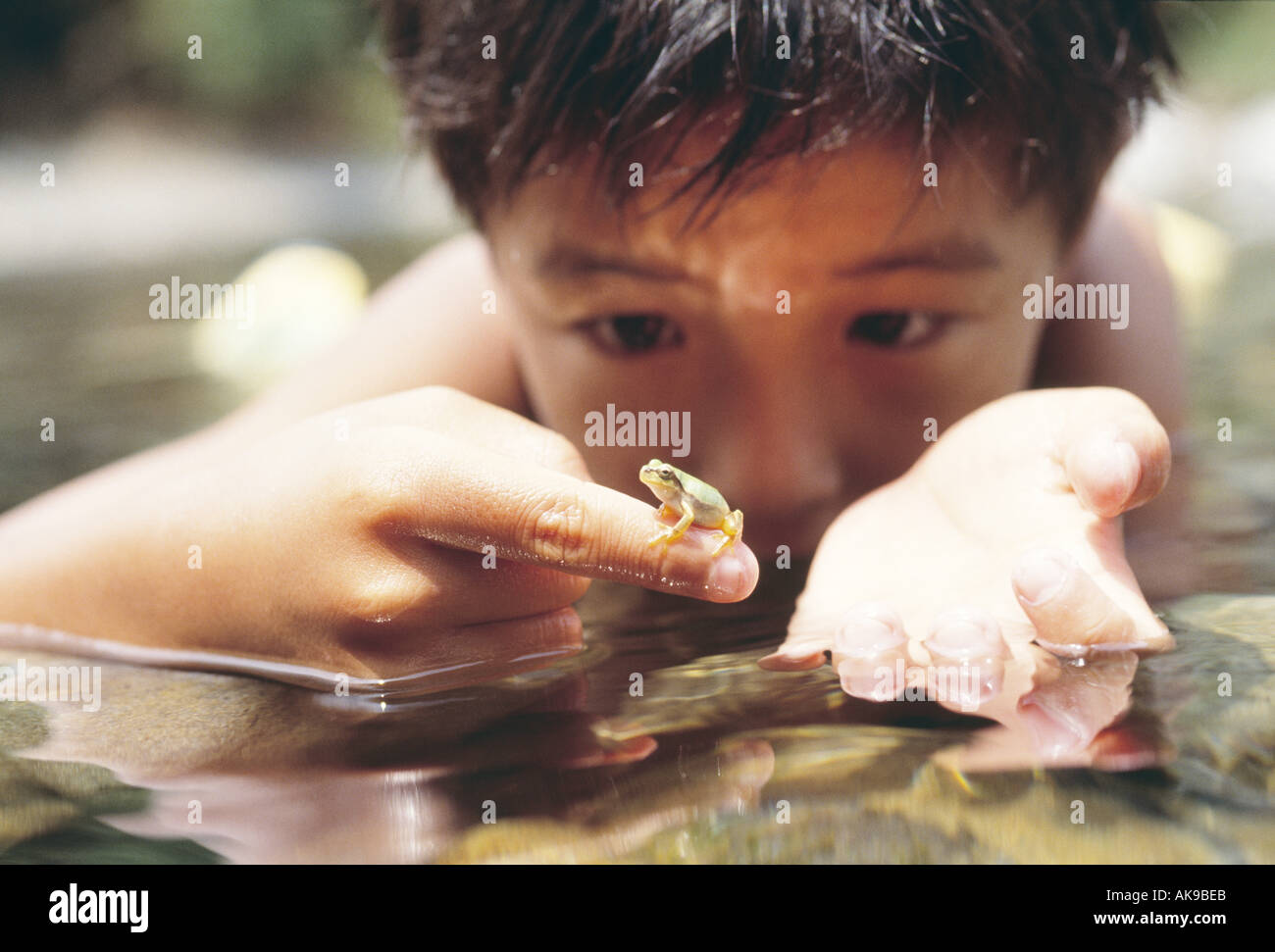 Frog boy in the river Stock Photo - Alamy