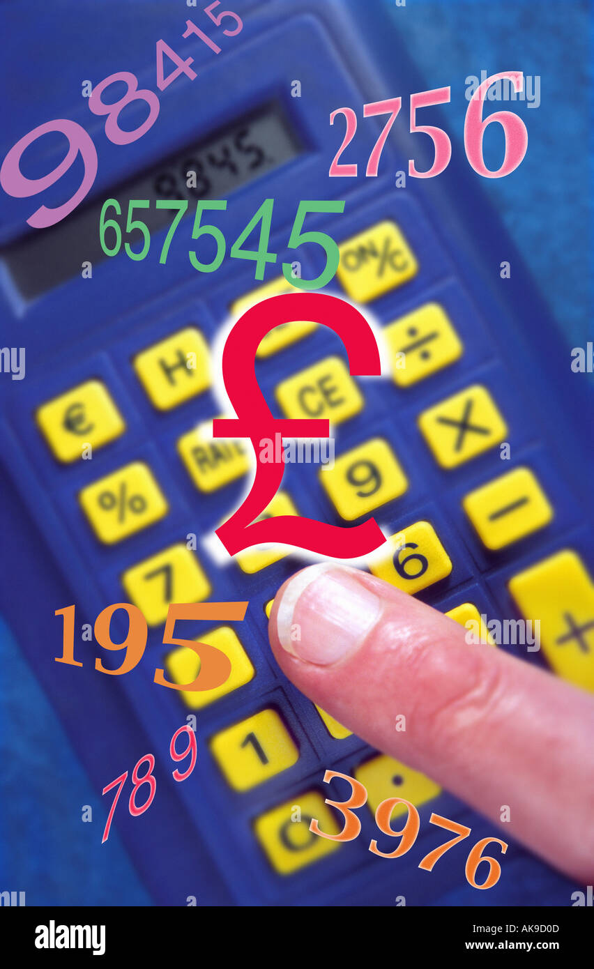 finger on hand calculator with UK Pound symbol Stock Photo - Alamy