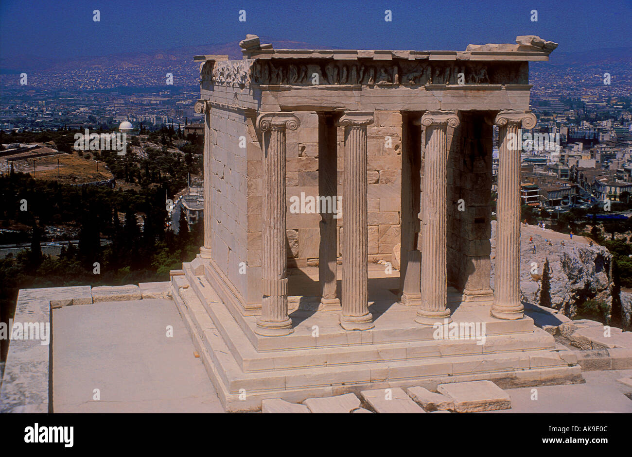 The Temple of Nike near the entrance gate to the Acropolis at Athens ...