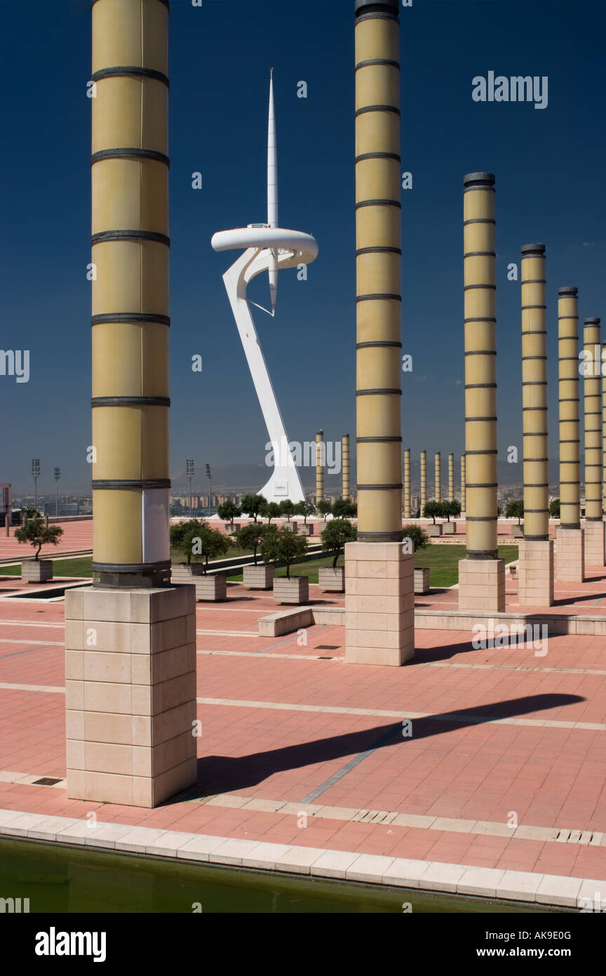 Telecoms Tower and Monjuic Portrait Stock Photo - Alamy