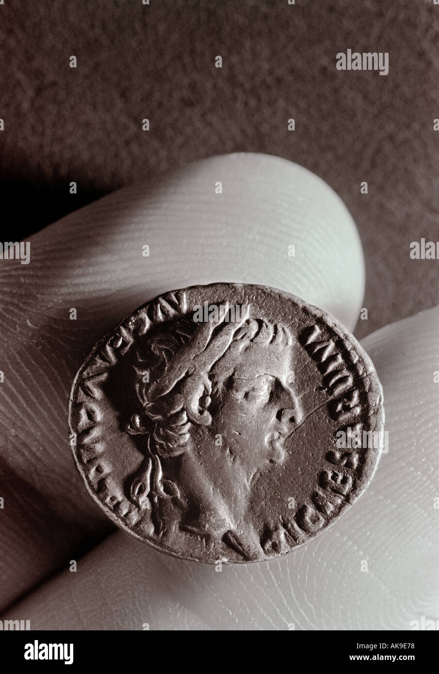 Roman Denarius with the head of Tiberius Caesar Emperor from AD 14 to ...