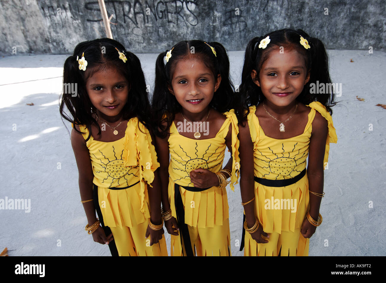 Maldives portrait of three girls Stock Photo - Alamy