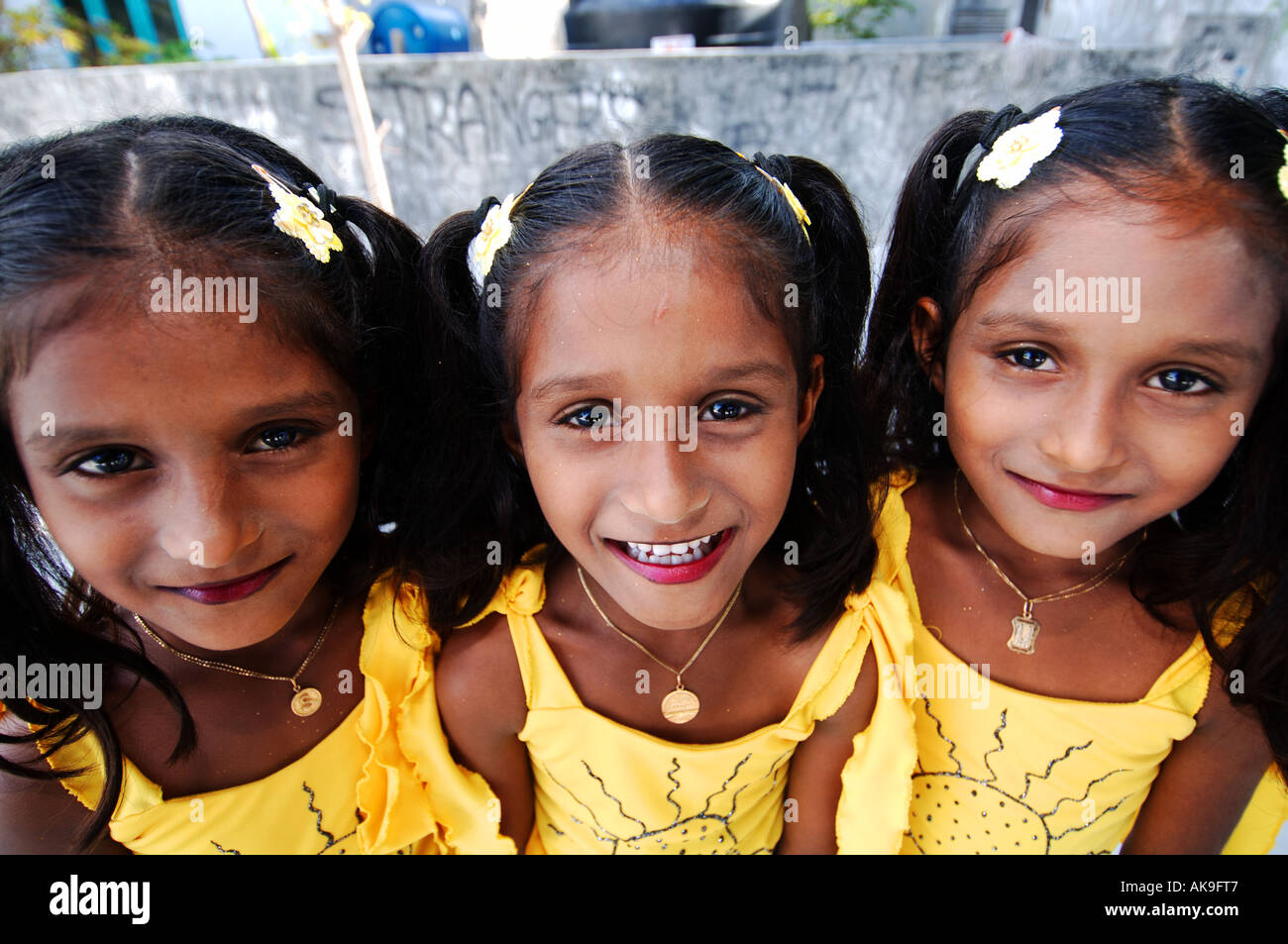 Maldives portrait of three girls Stock Photo - Alamy