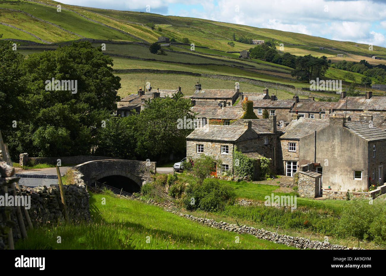 Thwaite village Upper Swaledale Yorkshire Dales National Park England ...