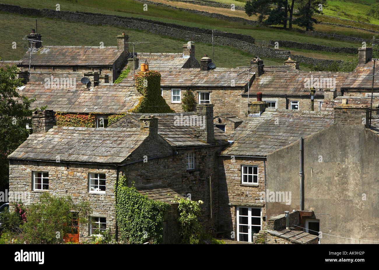 Thwaite village Upper Swaledale Yorkshire Dales National Park England ...