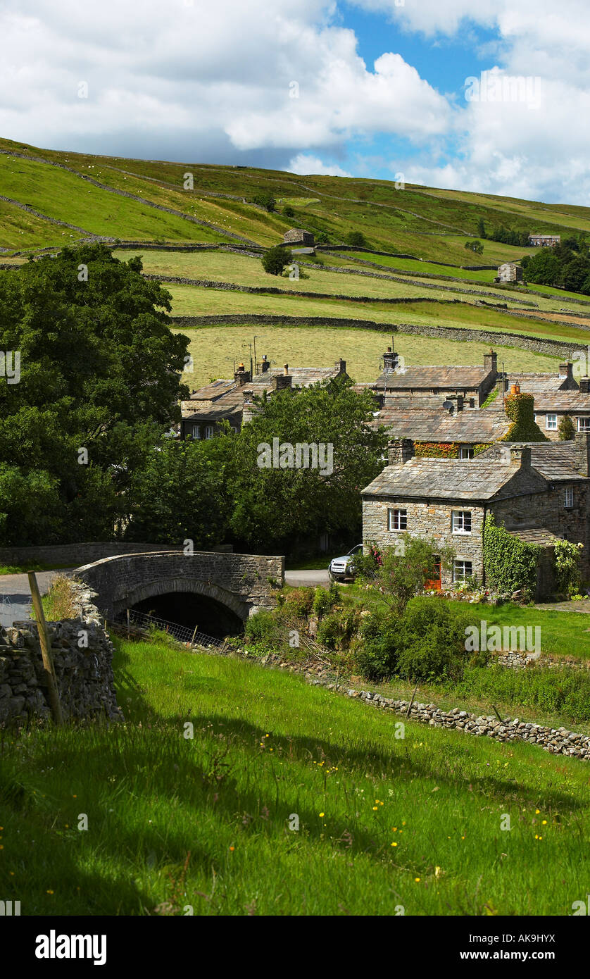 Thwaite village Upper Swaledale Yorkshire Dales National Park England ...