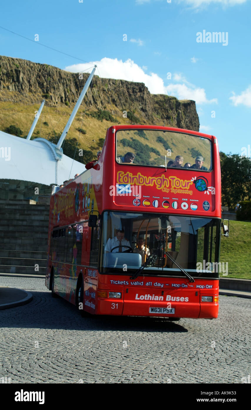 Edinburgh Scotland UK double decker tour bus at Our Dynamic Earth ...