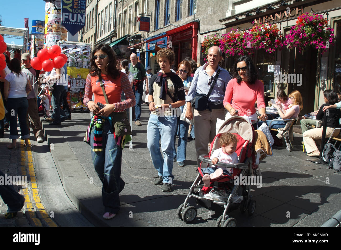 Edinburgh International Festival Scotland UK Europe street scene family ...
