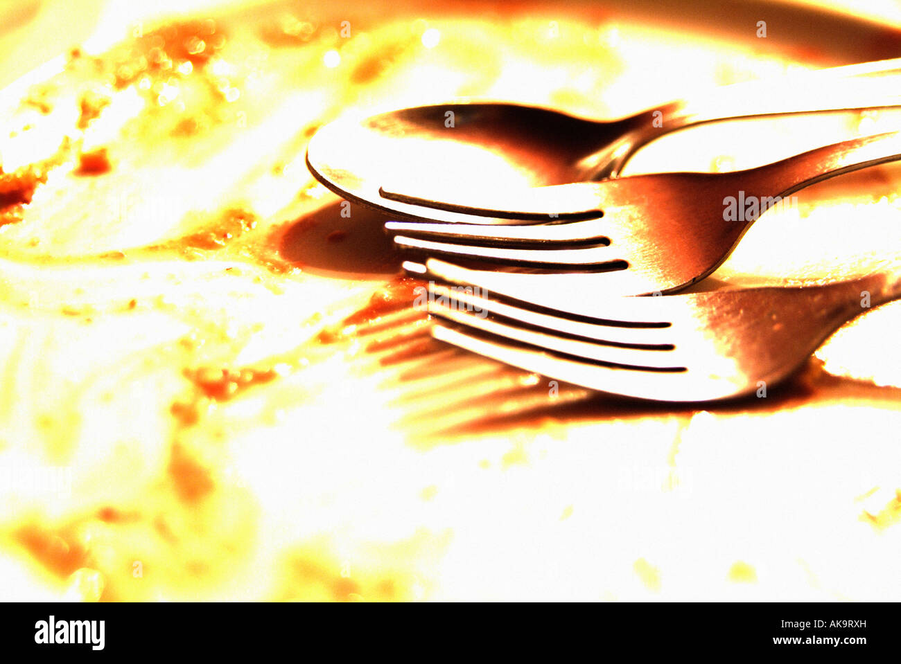 Used cutlery on a dish Stock Photo - Alamy