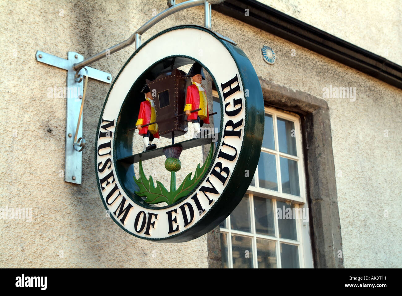 Museum of Edinburgh Scotland UK on The Royal Mile hanging sign Stock ...