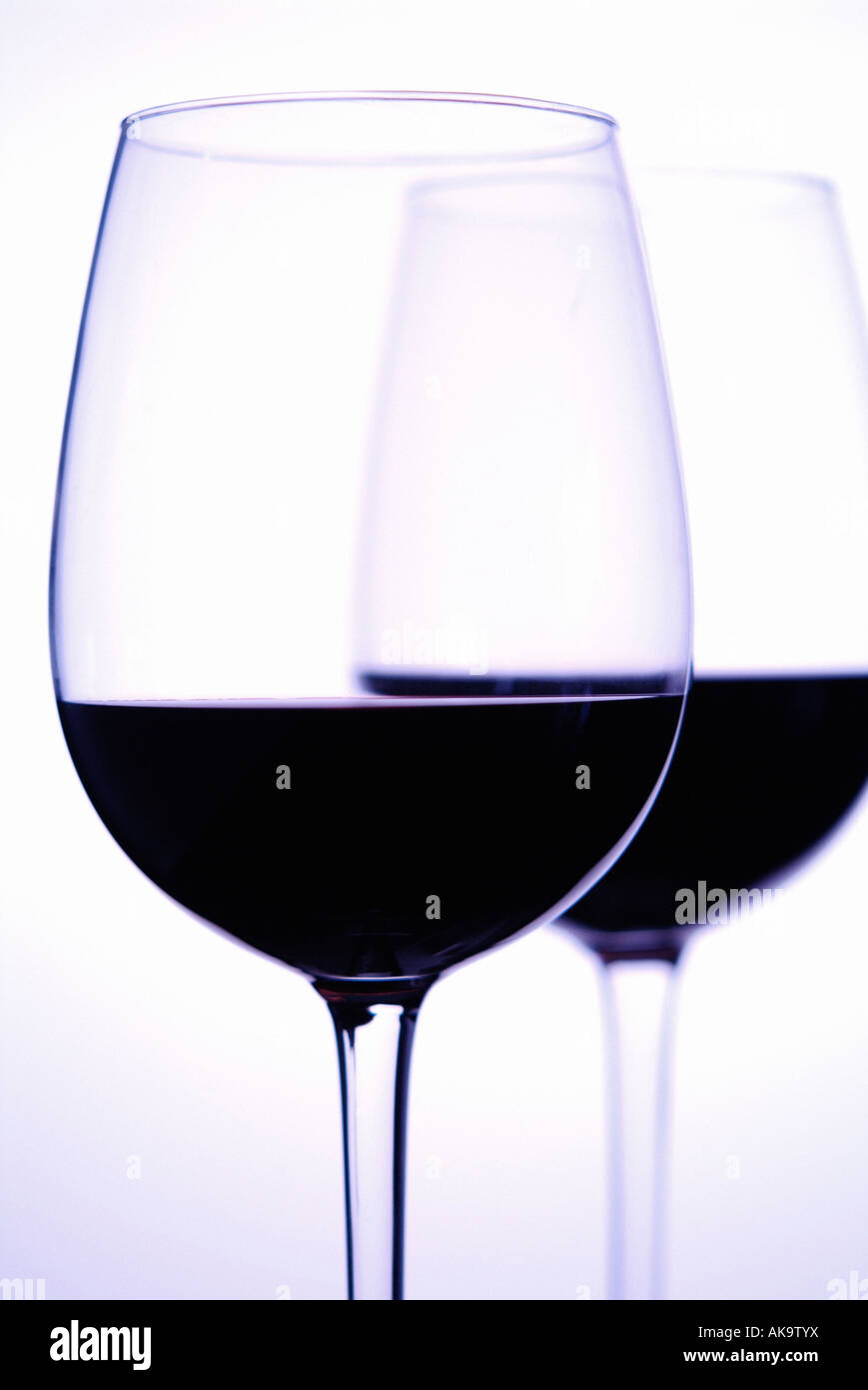 Two red wine glasses Stock Photo - Alamy