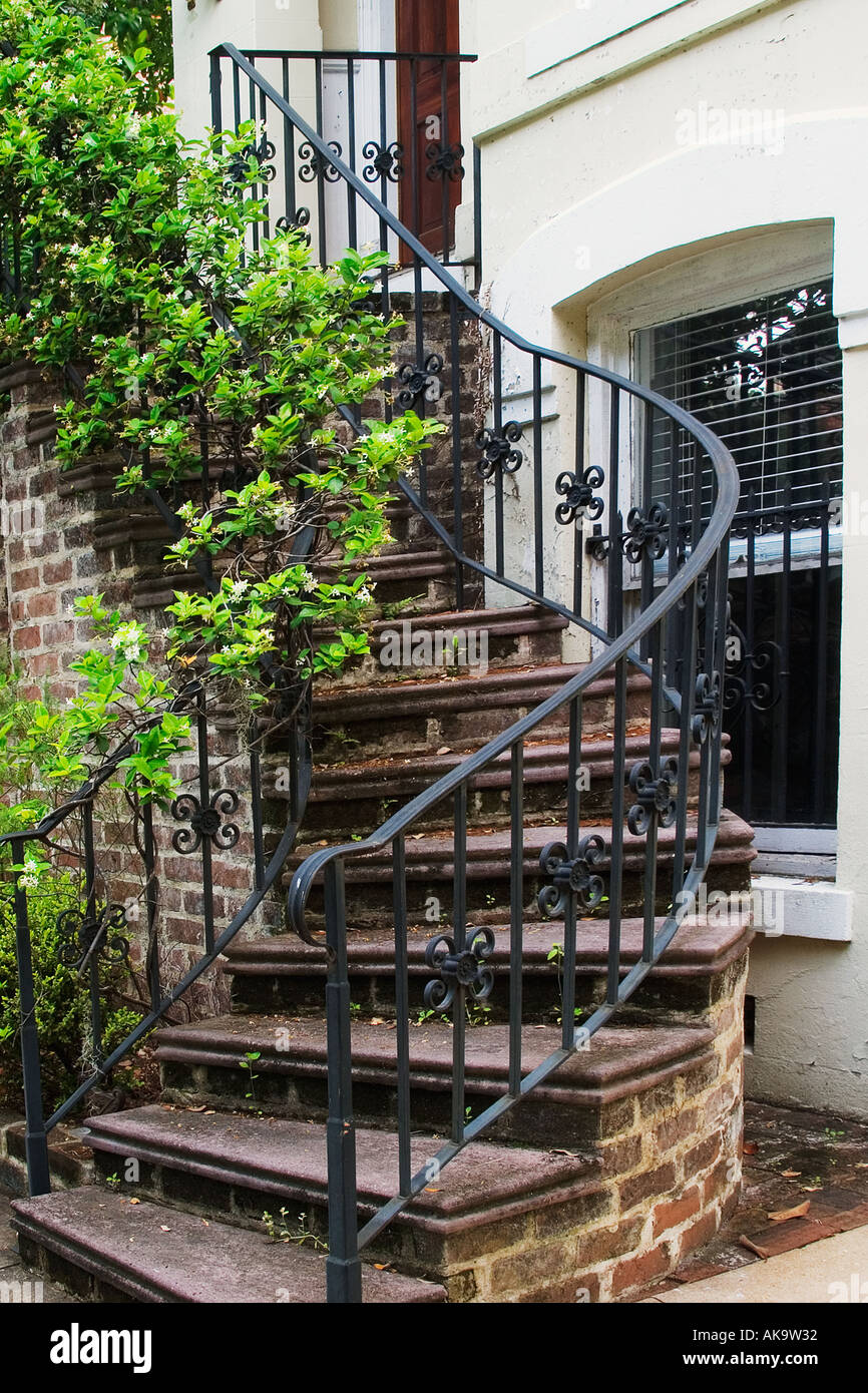 Staircase in the Historic District of Savannah Georgia Stock Photo - Alamy